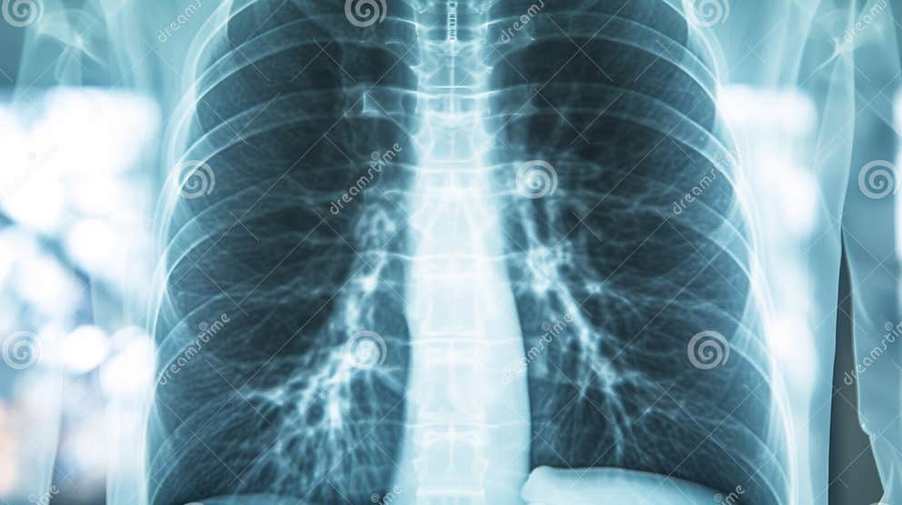 Pneumonic Lung and Pleural Fluid in X-ray Image Stock Illustration ...