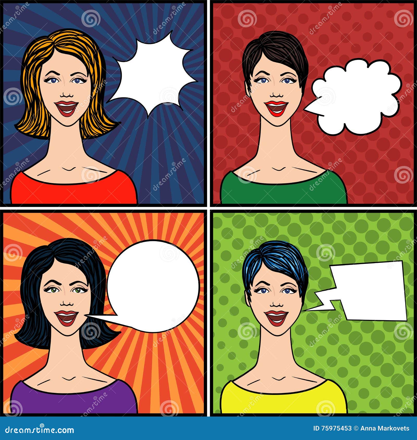 PNF Art Style Comics Women ilustração do vetor. Ilustração de retro ...