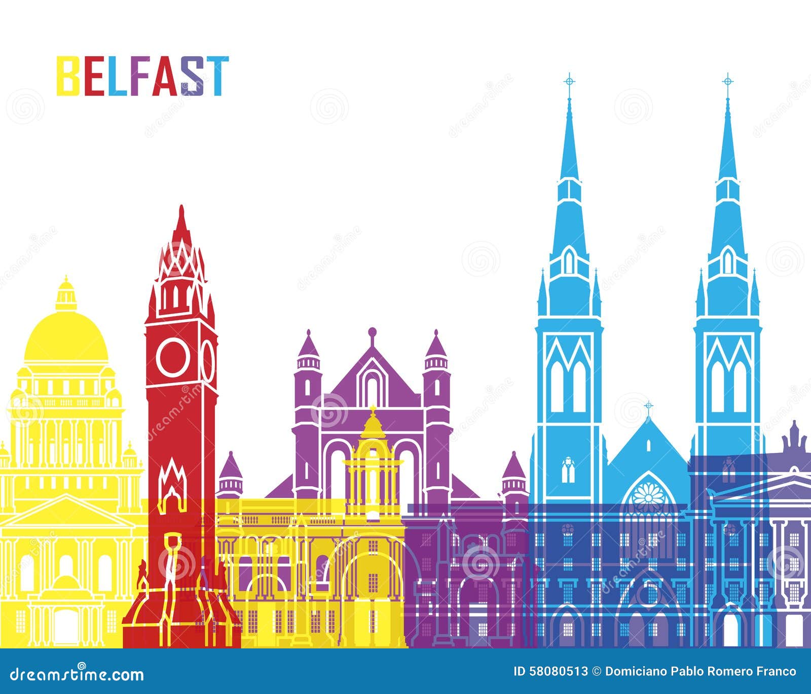 PNF da skyline de Belfast ilustração do vetor. Ilustração de reino ...