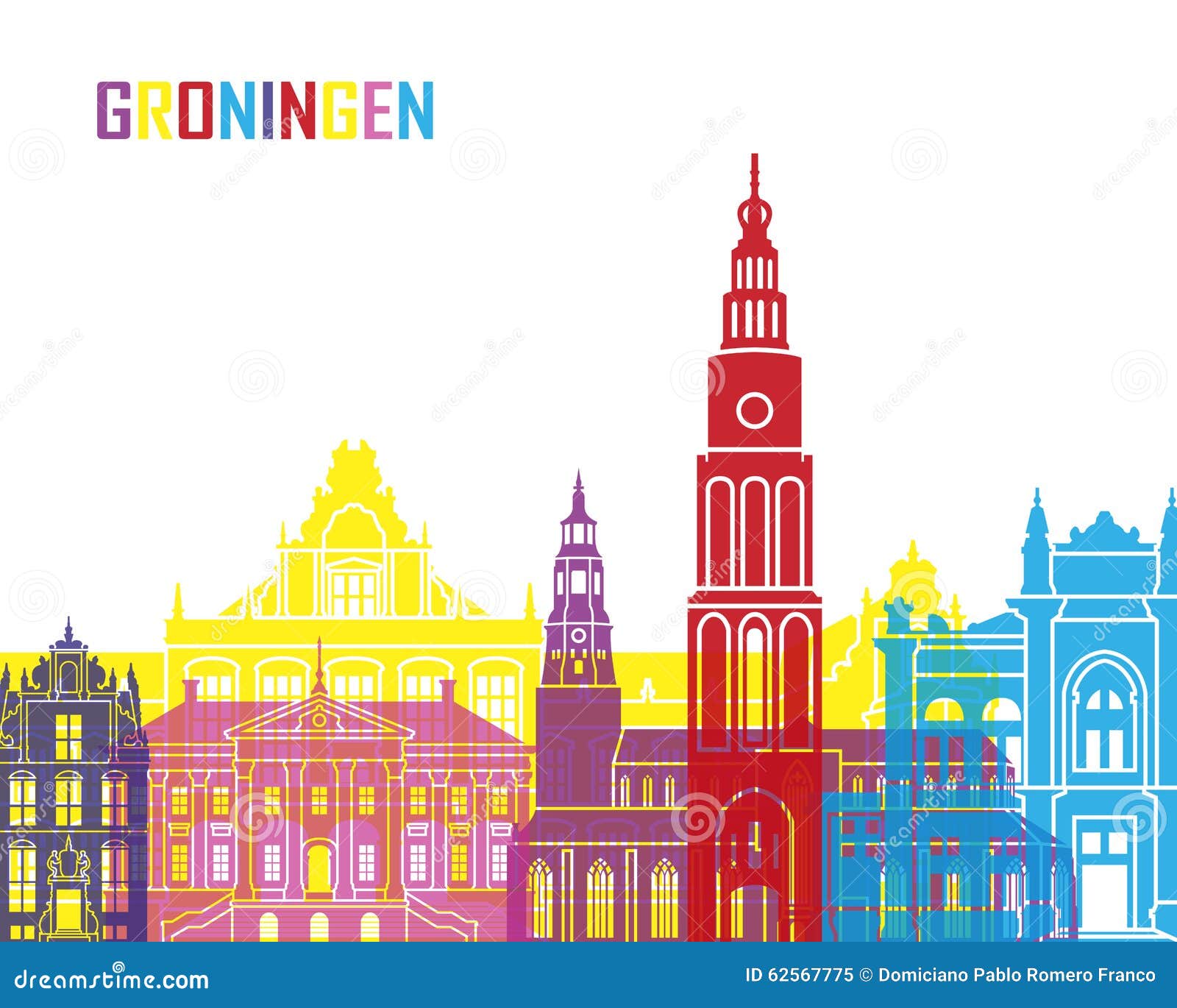 PNF Da Skyline De Groningen Ilustração do Vetor - Ilustração de ...