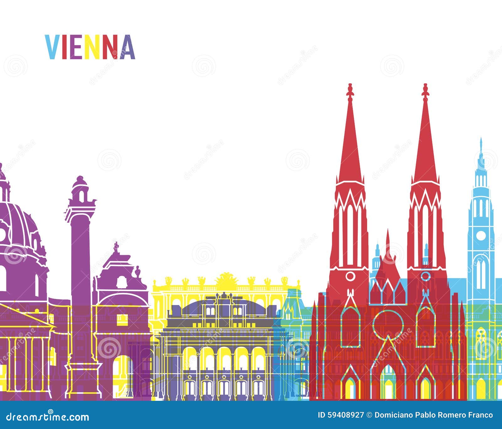 PNF da skyline de Viena ilustração do vetor. Ilustração de marco - 59408927