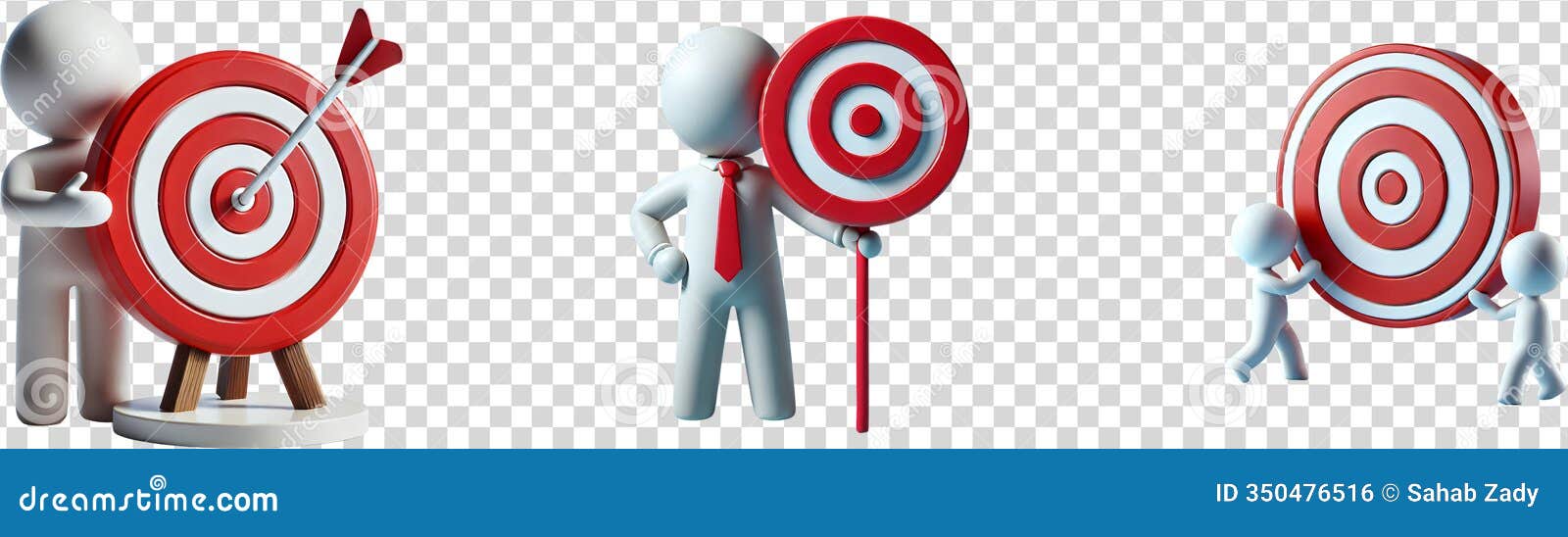 Cutout of Three 3D Figures with Target Boards in Various Poses Stock ...
