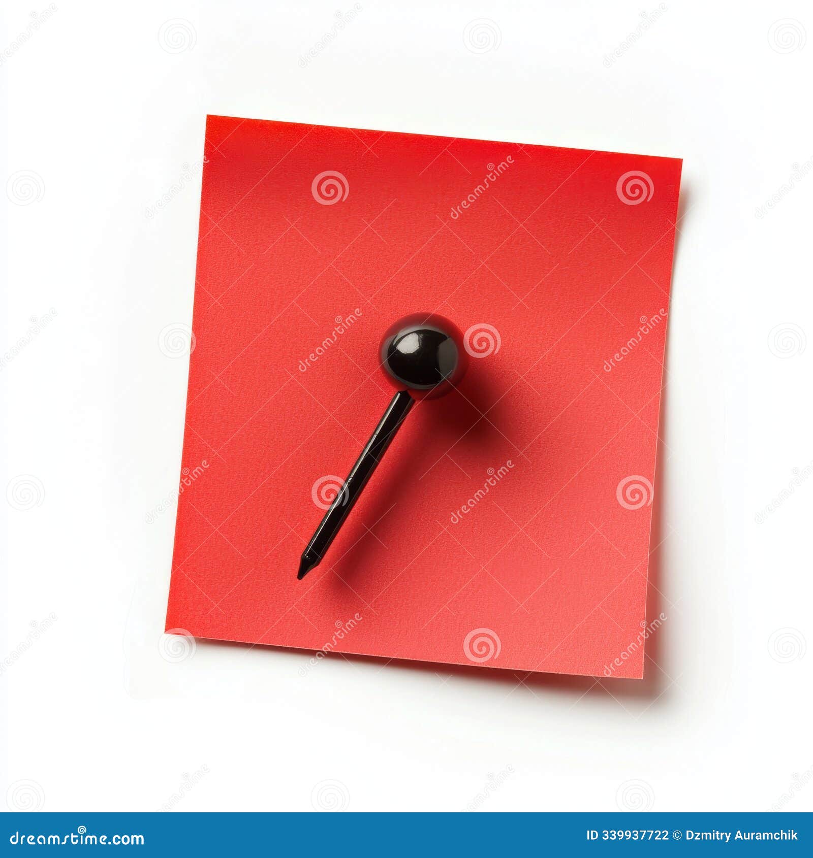 This PNG Image Features a Blank Red Sticky Note with a Black Push Pin ...