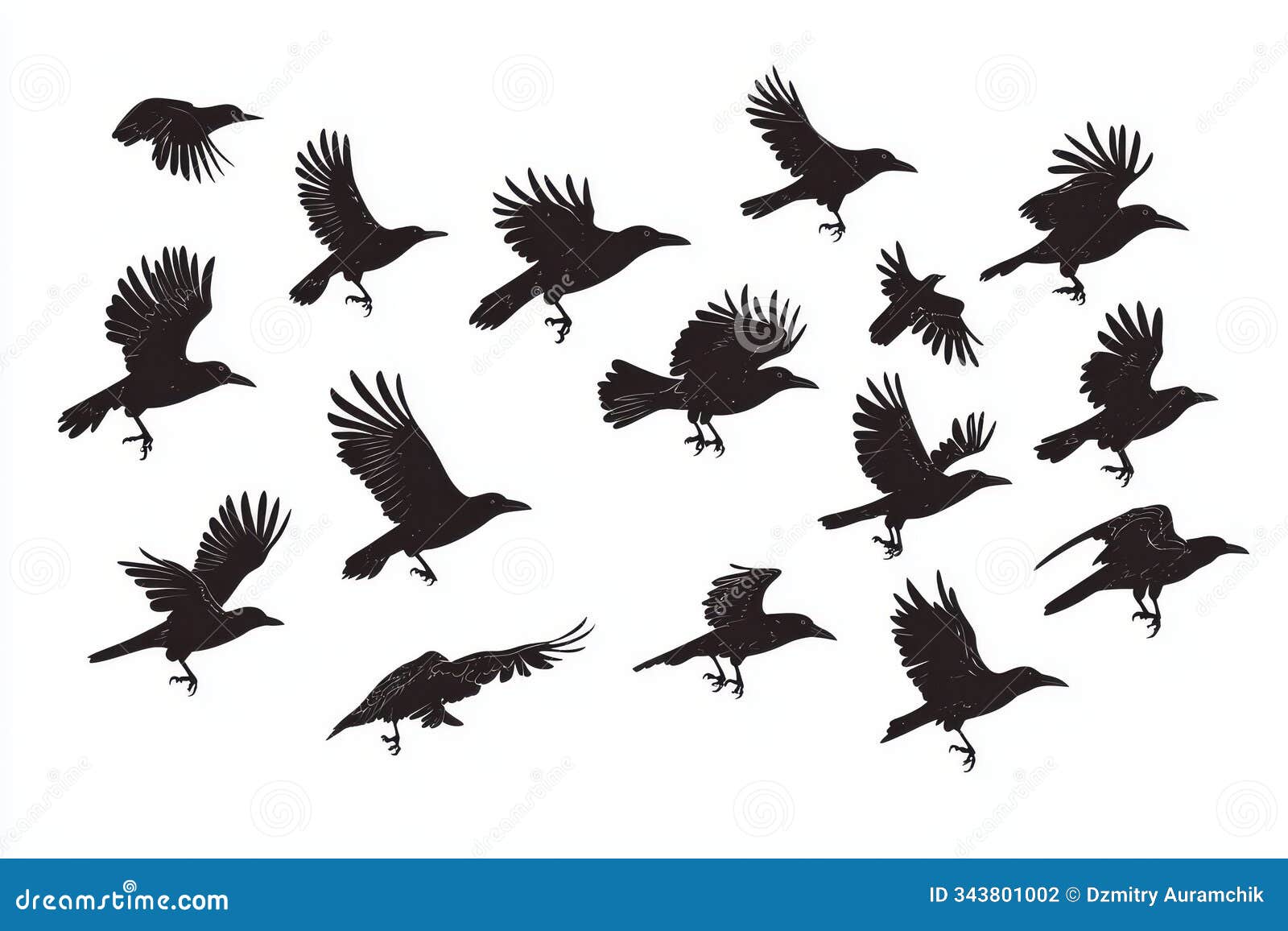 PNG Image of a Flock of Flying Crows on a Transparent Background. Stock ...