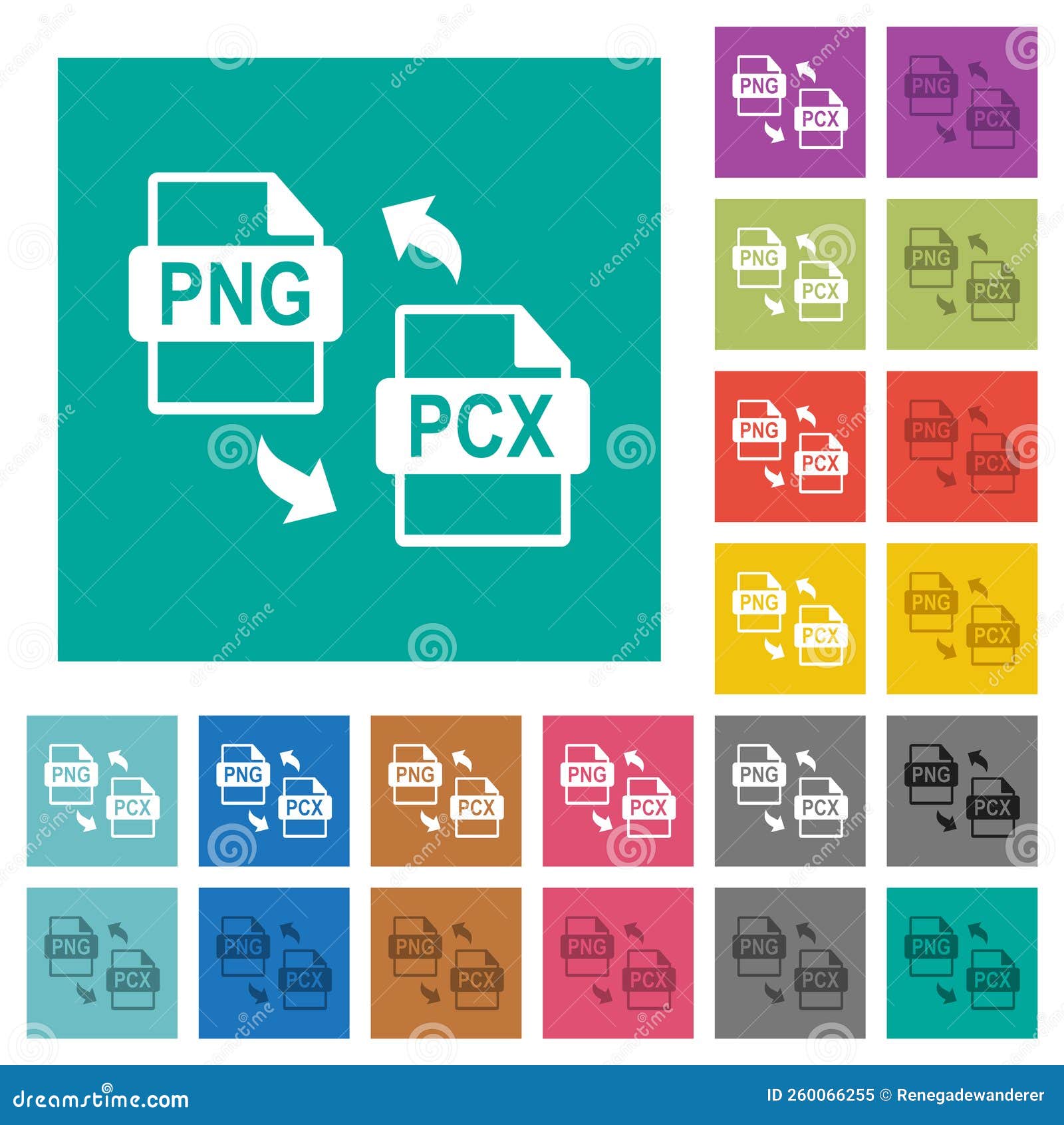 PNG PCX File Conversion Square Flat Multi Colored Icons Stock Vector ...