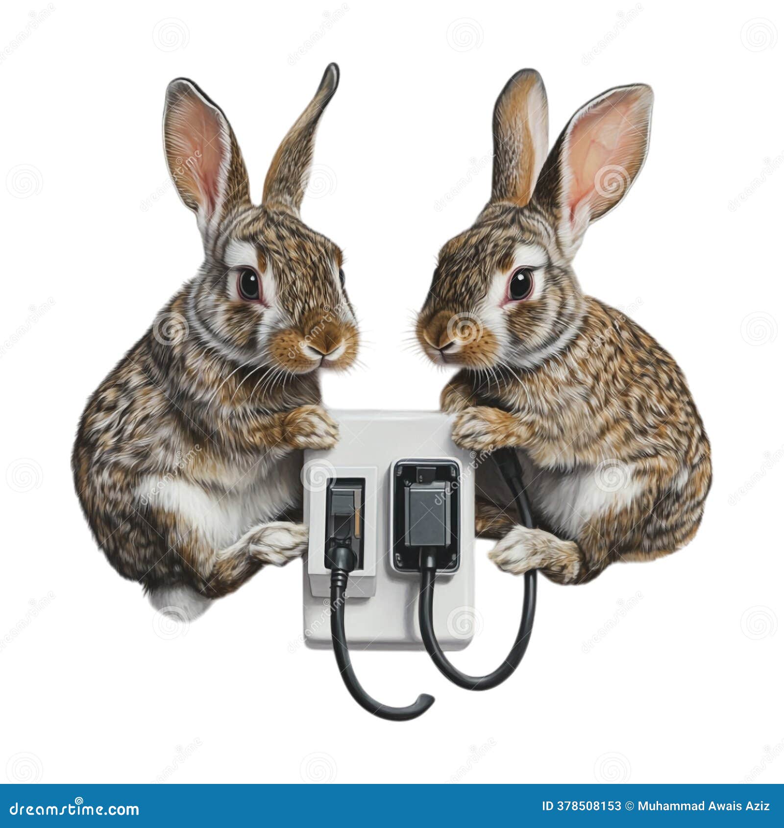 PNG Rabbits Plugging In A Cable On Transparent Background Stock Image ...