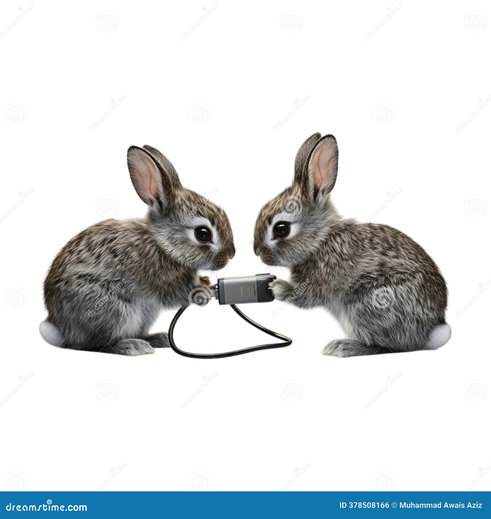 PNG Rabbits Plugging In A Cable On Transparent Background Stock ...