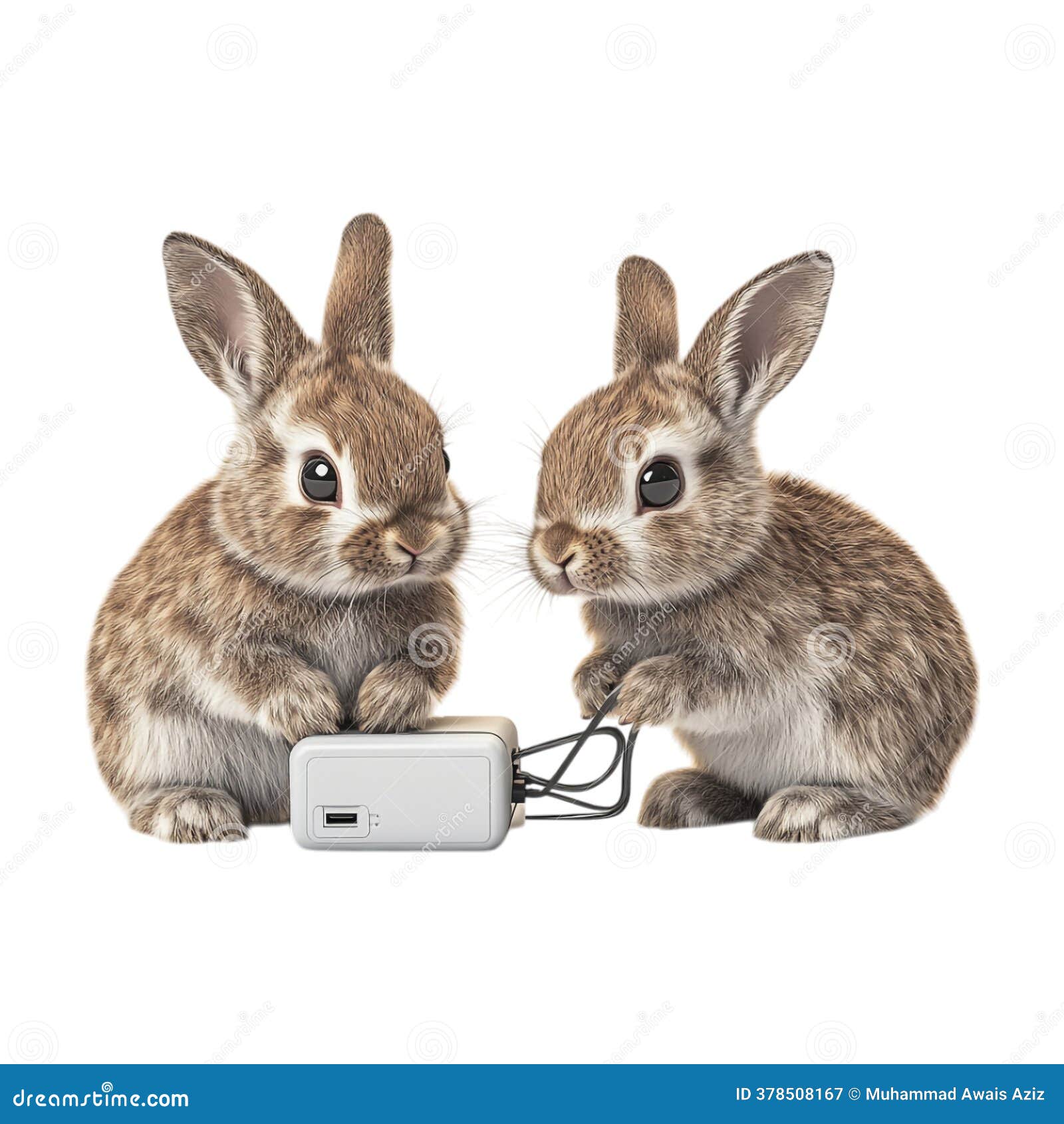 PNG Rabbits Plugging In A Cable On Transparent Background Stock Image ...