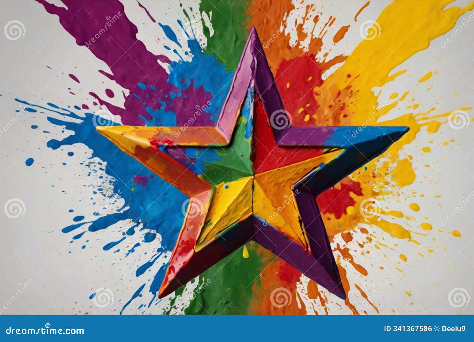 Pntagram Star Symbol in Colorful Paint Splashes Stock Illustration ...