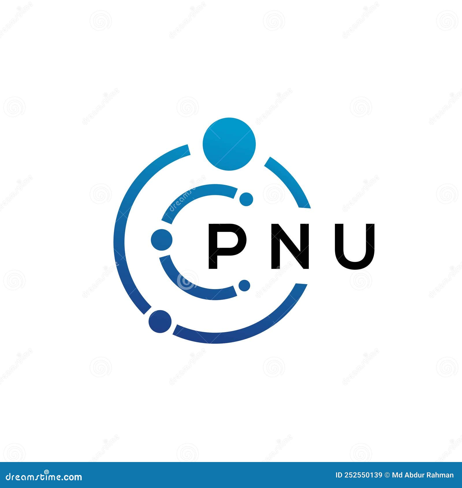 PNU Letter Technology Logo Design on White Background. PNU Creative ...