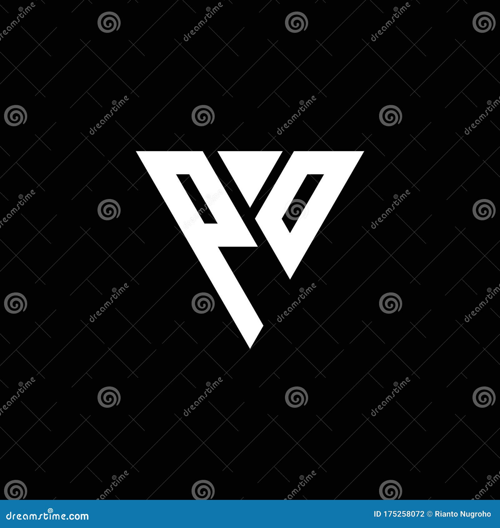 PO Logo Letter Monogram with Triangle Shape Design Template Stock ...