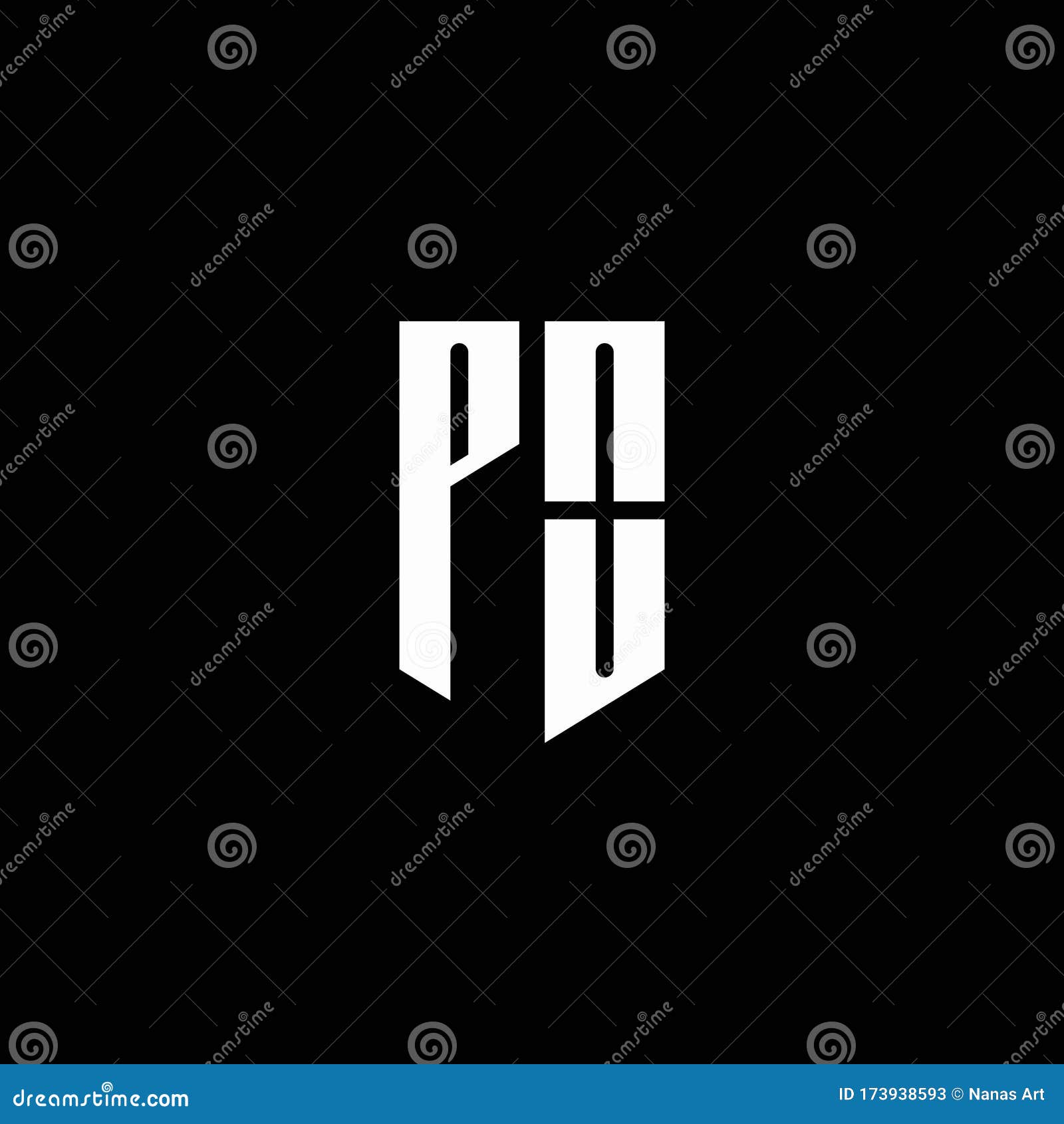 PO Logo Monogram with Emblem Style Isolated on Black Background Stock ...