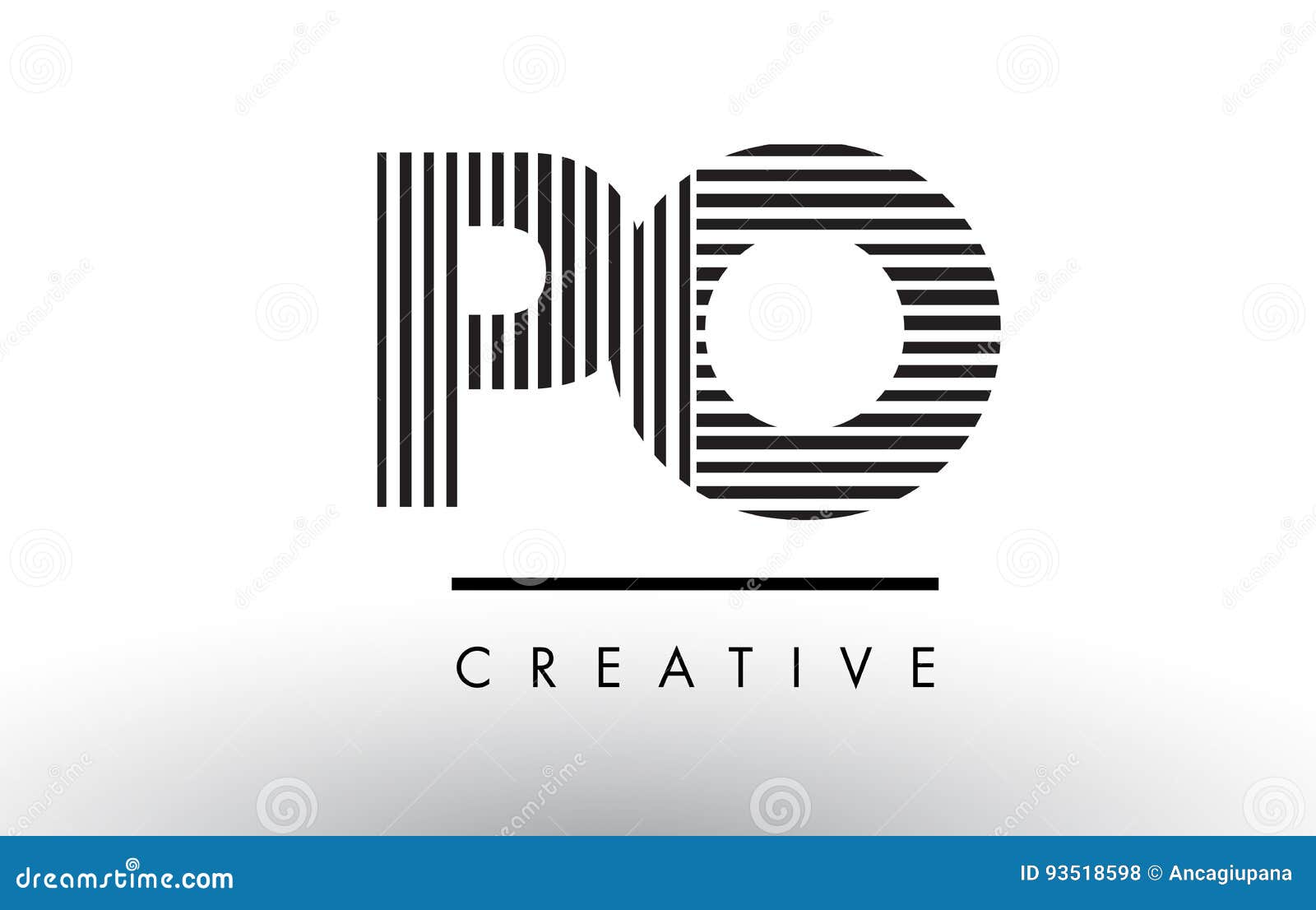 PO P O Black and White Lines Letter Logo Design. Stock Vector ...