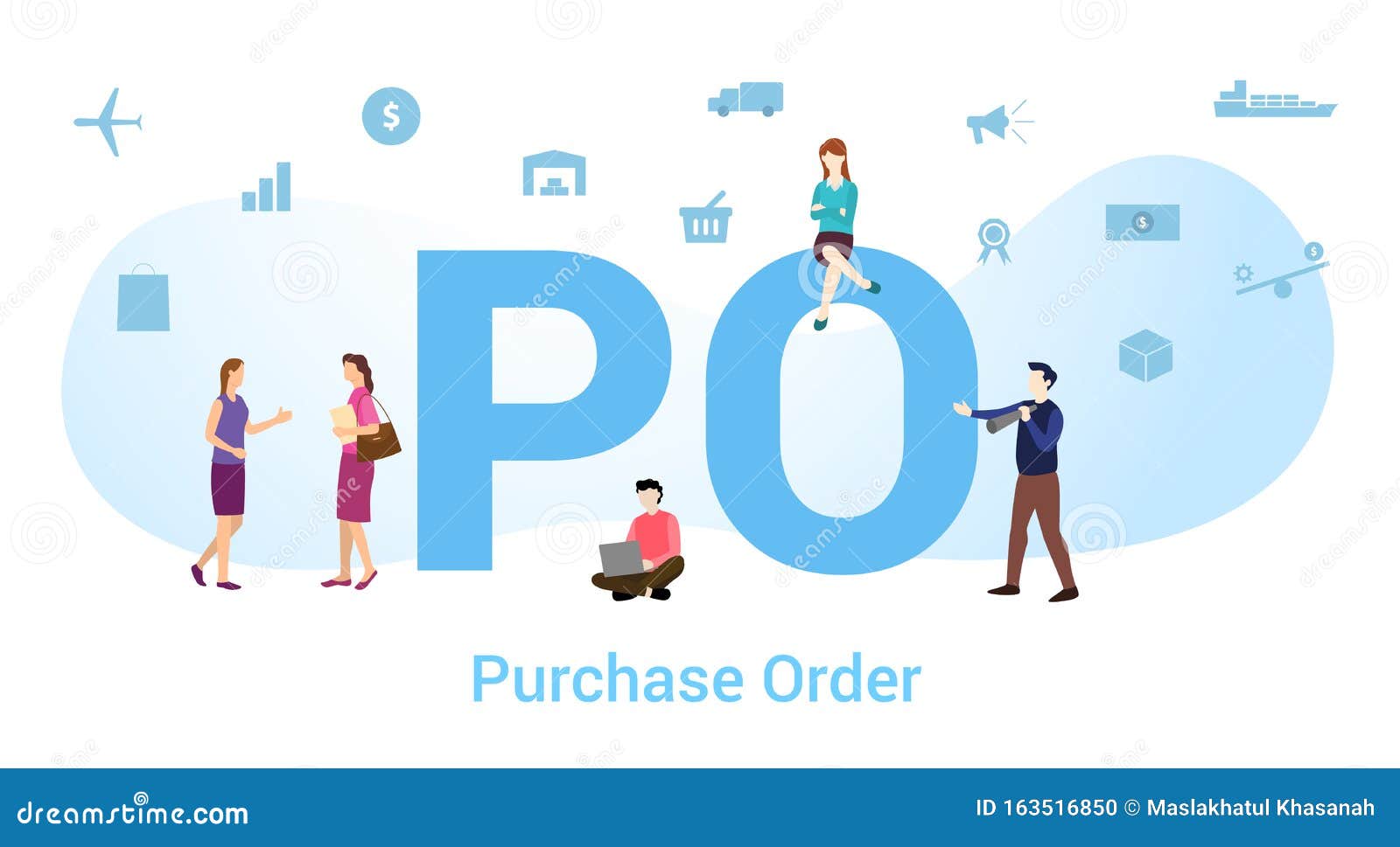 Po Purchase Order Concept with Big Word or Text and Team People with ...