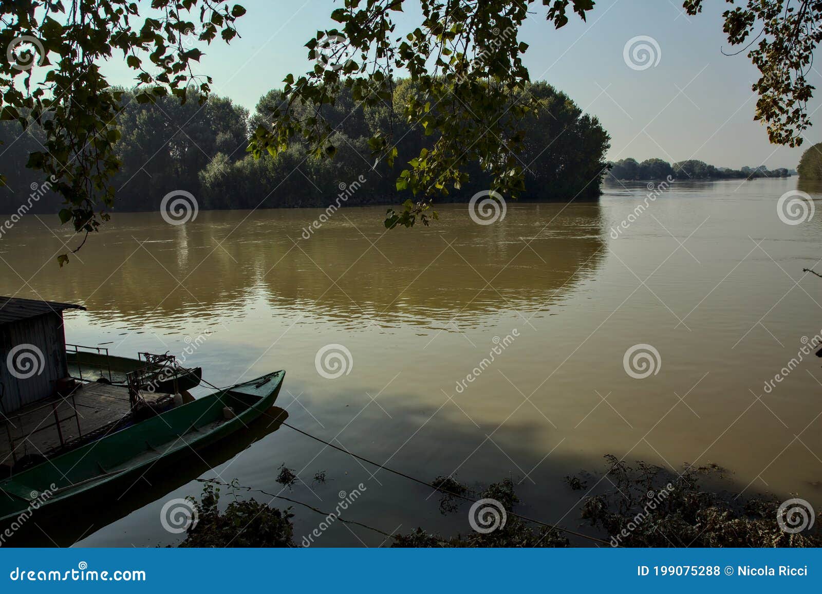 Po River in Autumn after a Flood Seen from the Shore Stock Photo ...