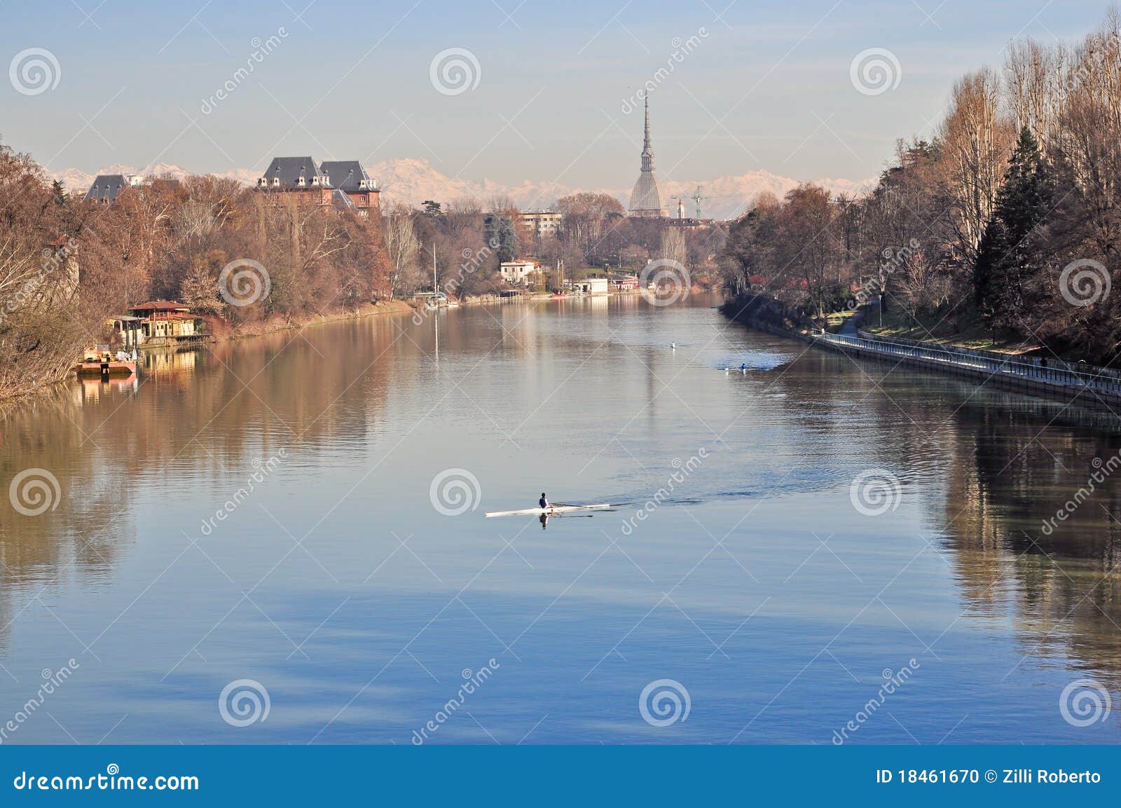 Po River, View of Park of Valentino, Turin Stock Photo - Image of relax ...