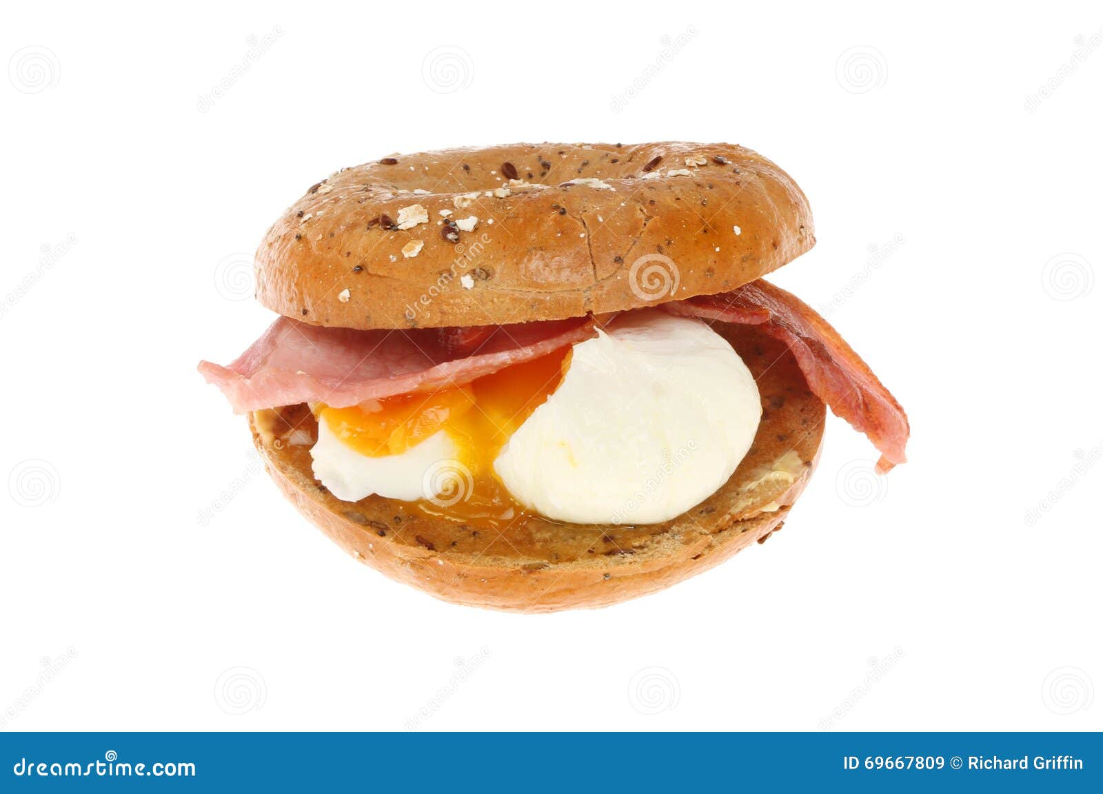 Poached Egg and Bacon Bagel Stock Image - Image of rasher, snack: 69667809