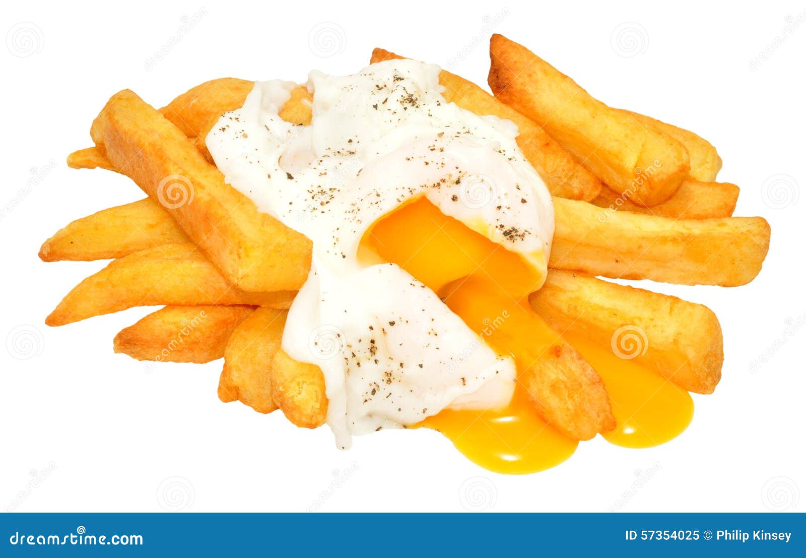 Poached Egg and Chips stock image. Image of dinner, fattening - 57354025