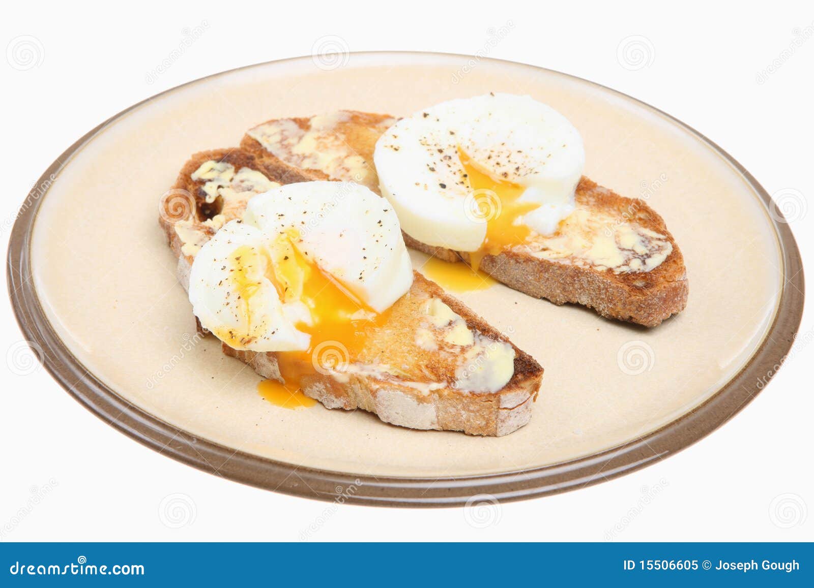 Poached Eggs on Toast stock image. Image of buttered - 15506605