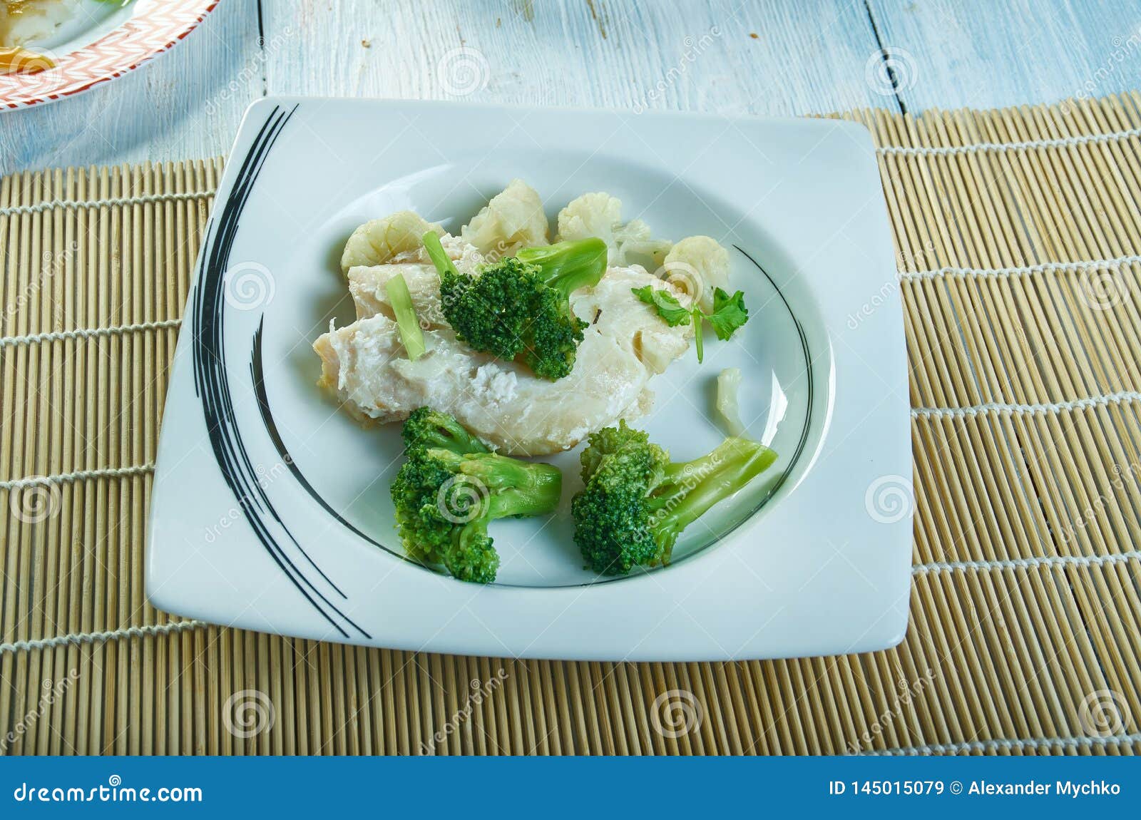 Poached hake stock image. Image of lime, steam, garnish - 145015079