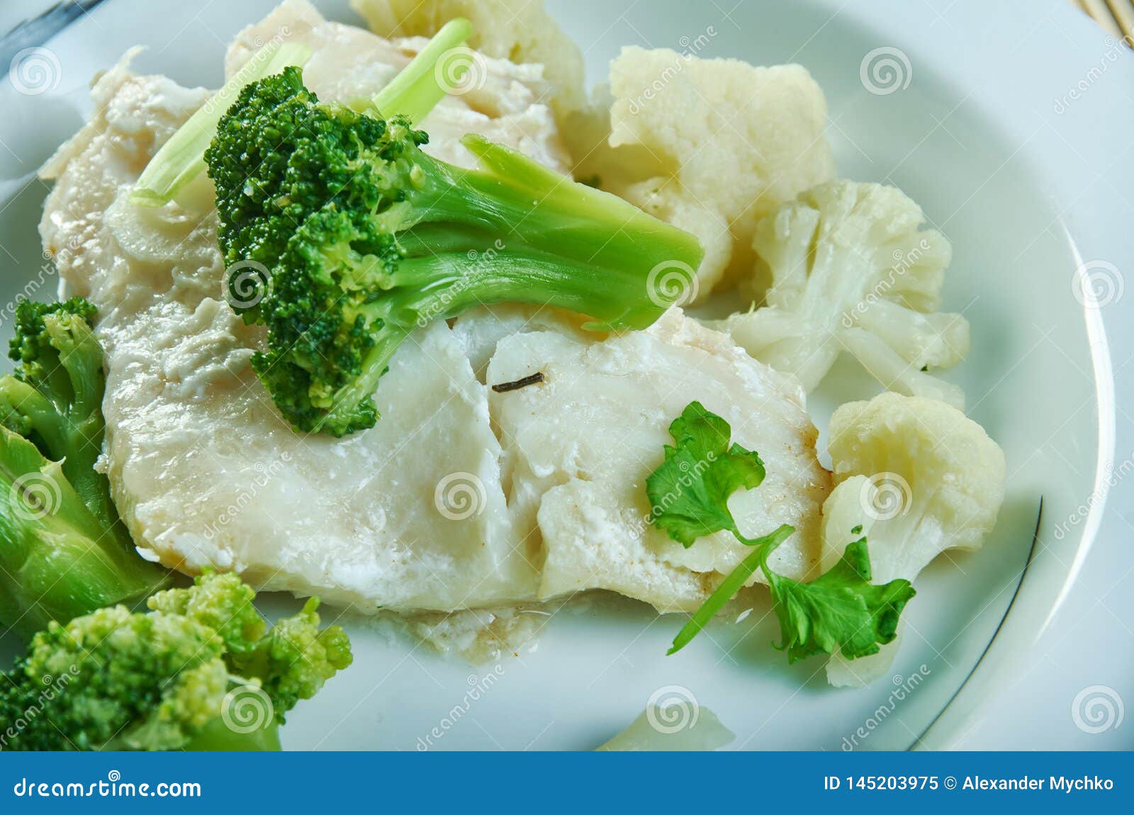 Poached hake stock image. Image of prepared, steamed - 145203975