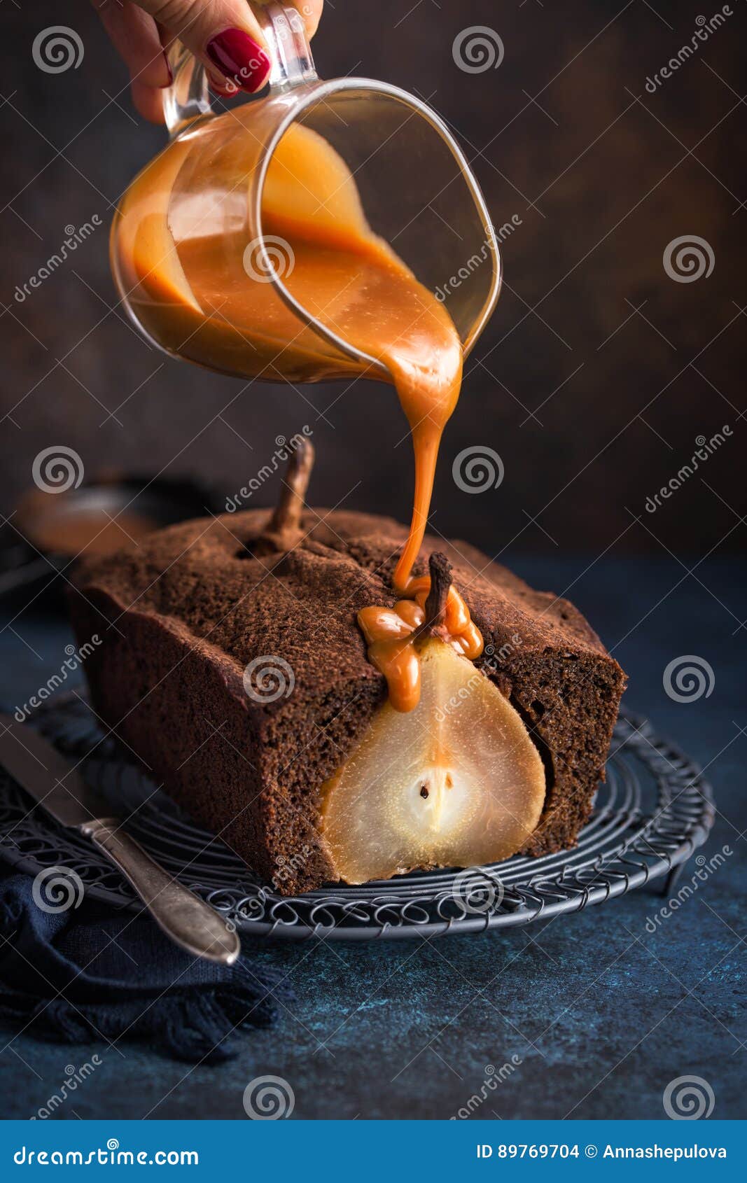 Poached pear ginger cake stock photo. Image of delicious - 89769704