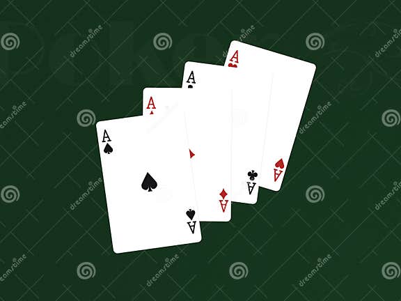 Pocker Cards with 4 aces stock illustration. Illustration of fingers ...