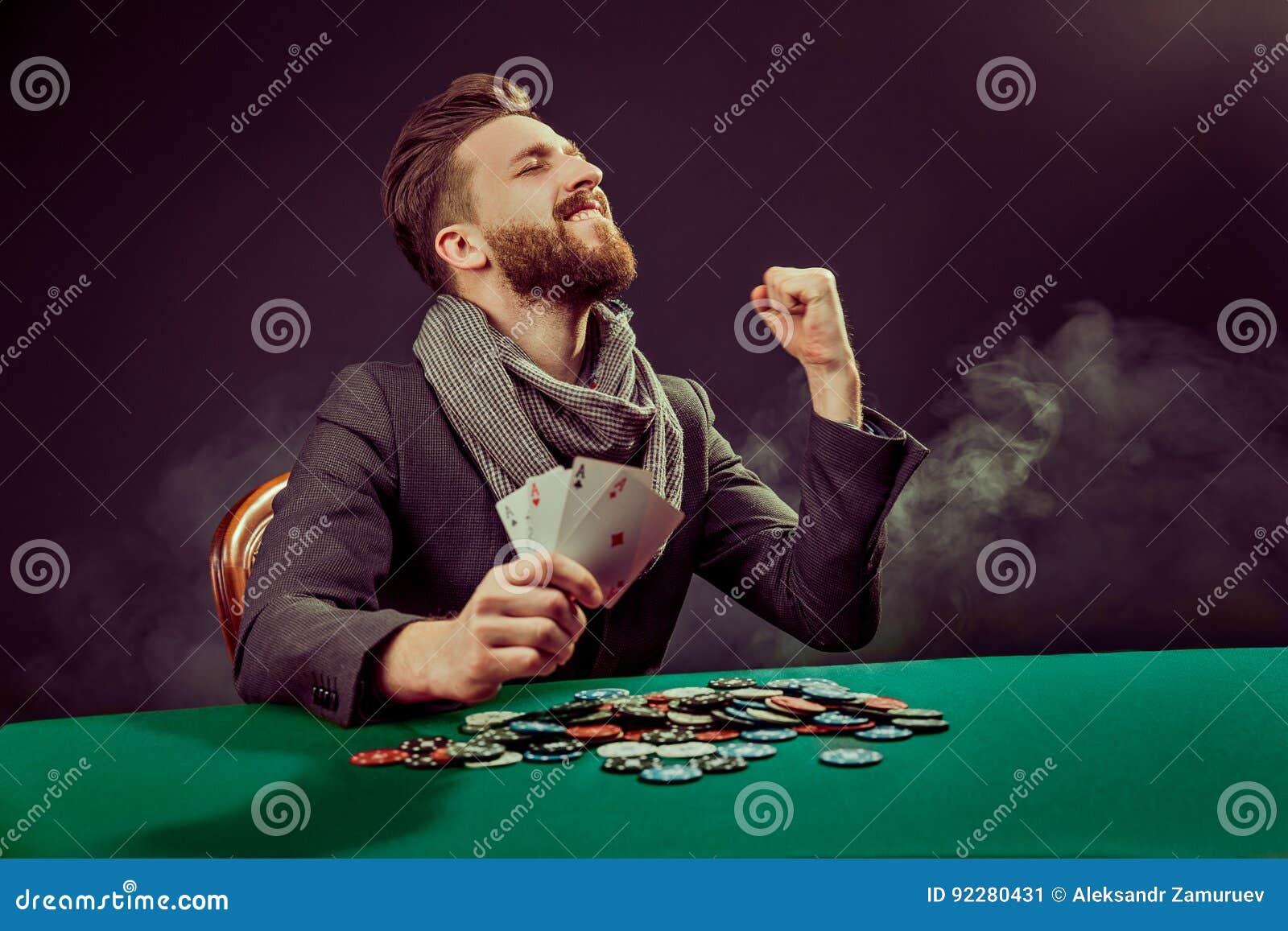 Pocker Player with Cards Win the Game Stock Image - Image of risk ...