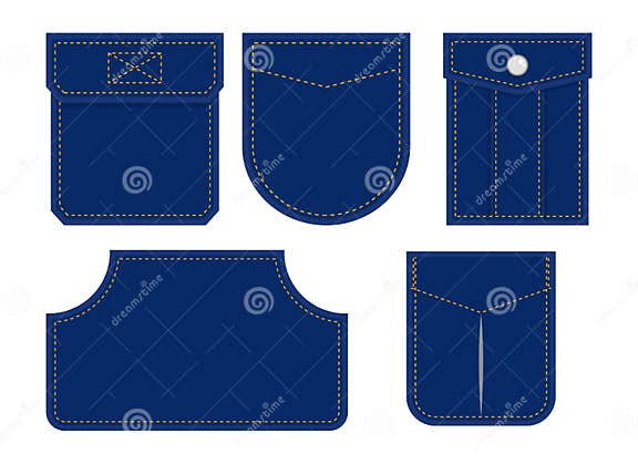 Set Pocket Patch for Cloth, Fashion Pocket Icon Set Editable Stroke ...