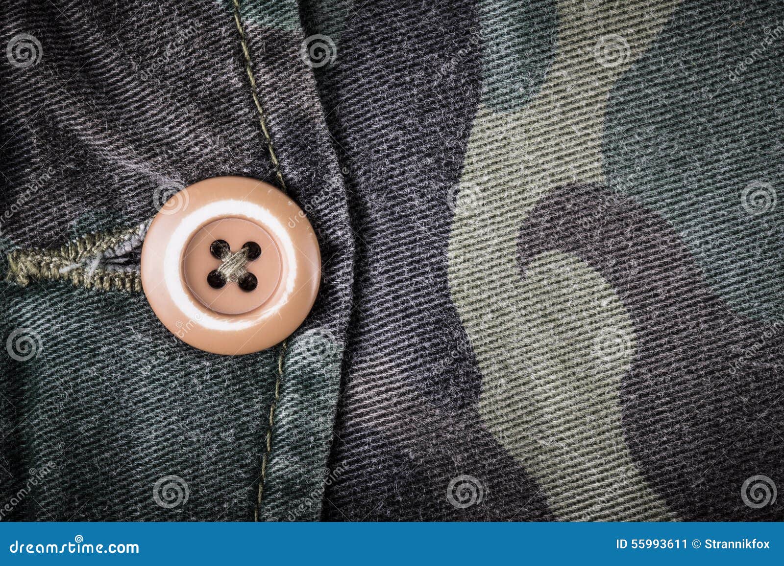 Pocket with a Button on the Fabric with a Camouflage Pattern. Ba Stock ...