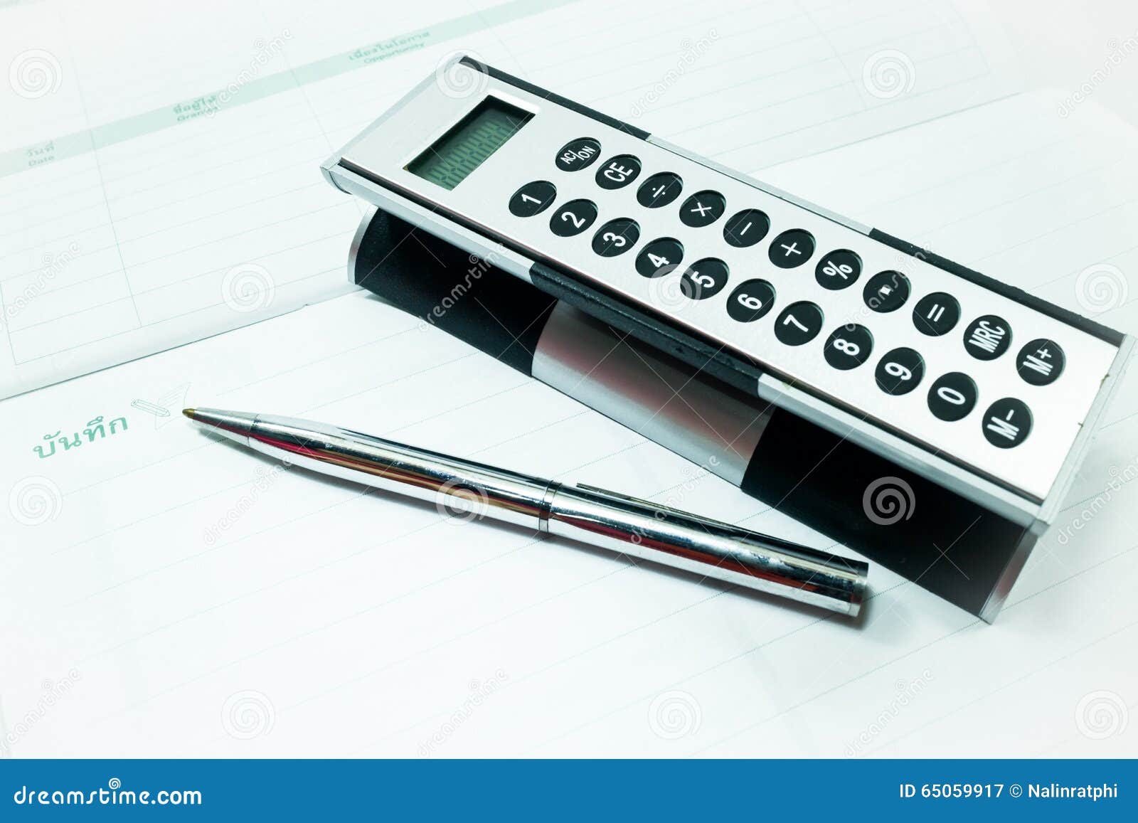 Pocket Calculator and Pen on the Table Stock Image - Image of figure ...