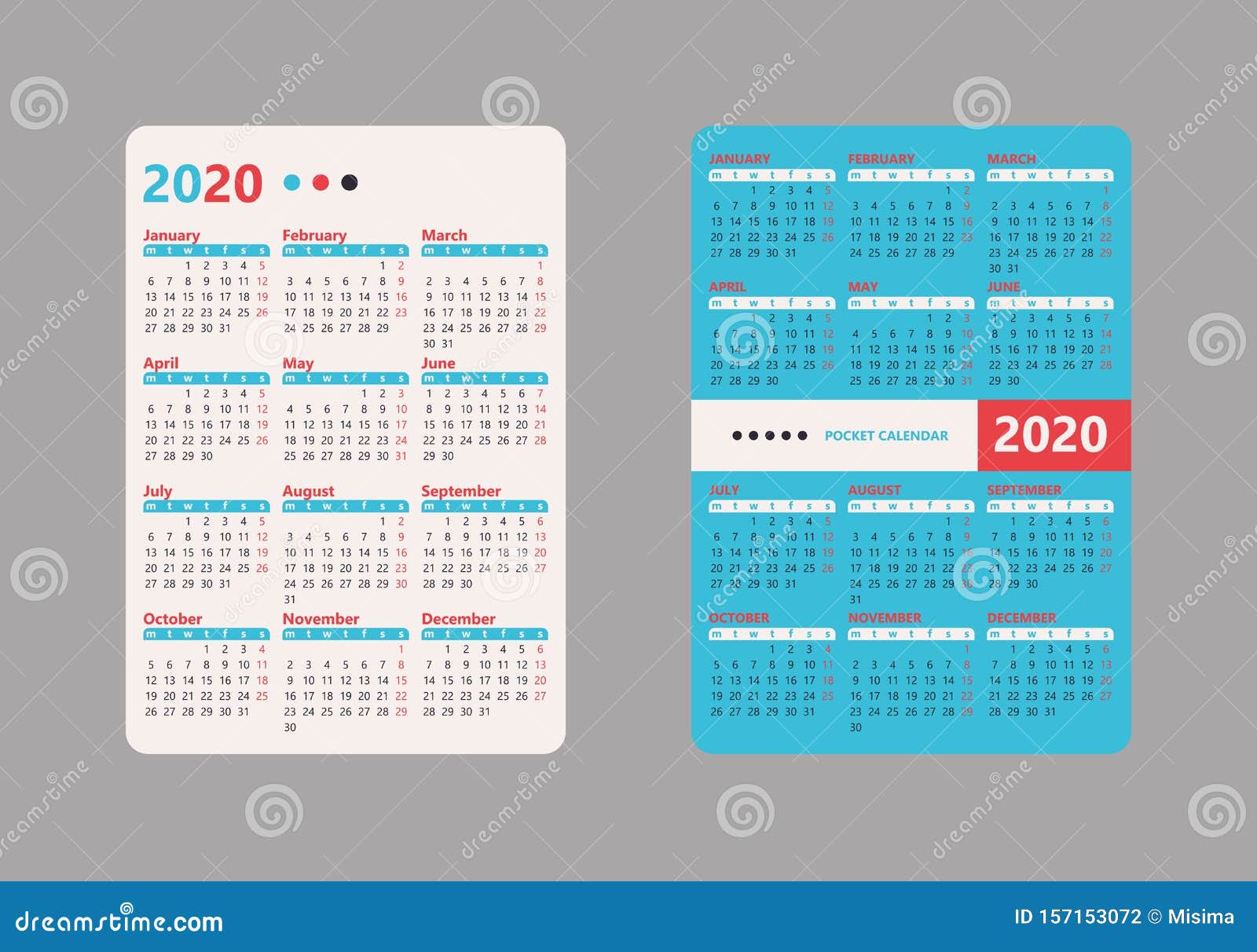 Pocket calendar layout stock vector. Illustration of annual - 157153072