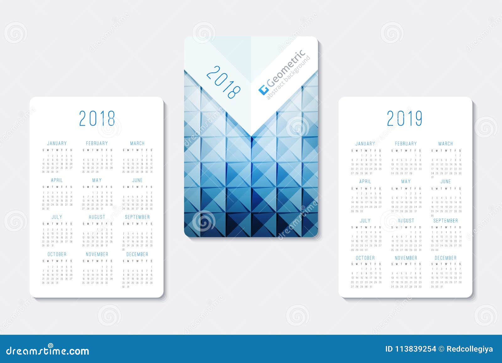 Calendar 2018 and 2019 Template Stock Illustration - Illustration of ...