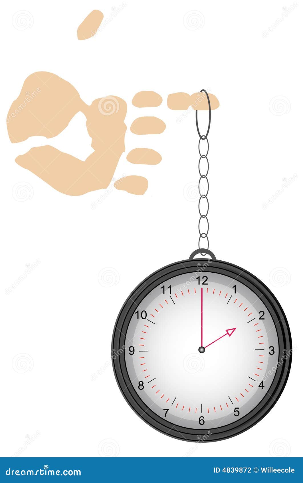 Pocket clock on finger stock vector. Illustration of pointed - 4839872