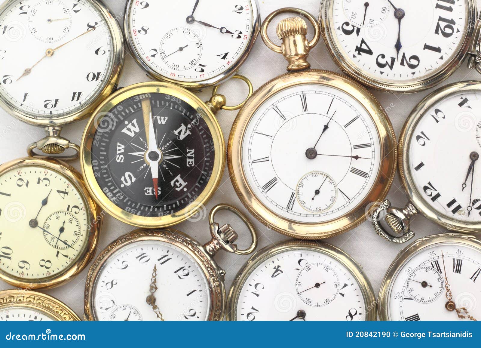 Pocket Clocks and a Compass Stock Photo - Image of jewels, life: 20842190