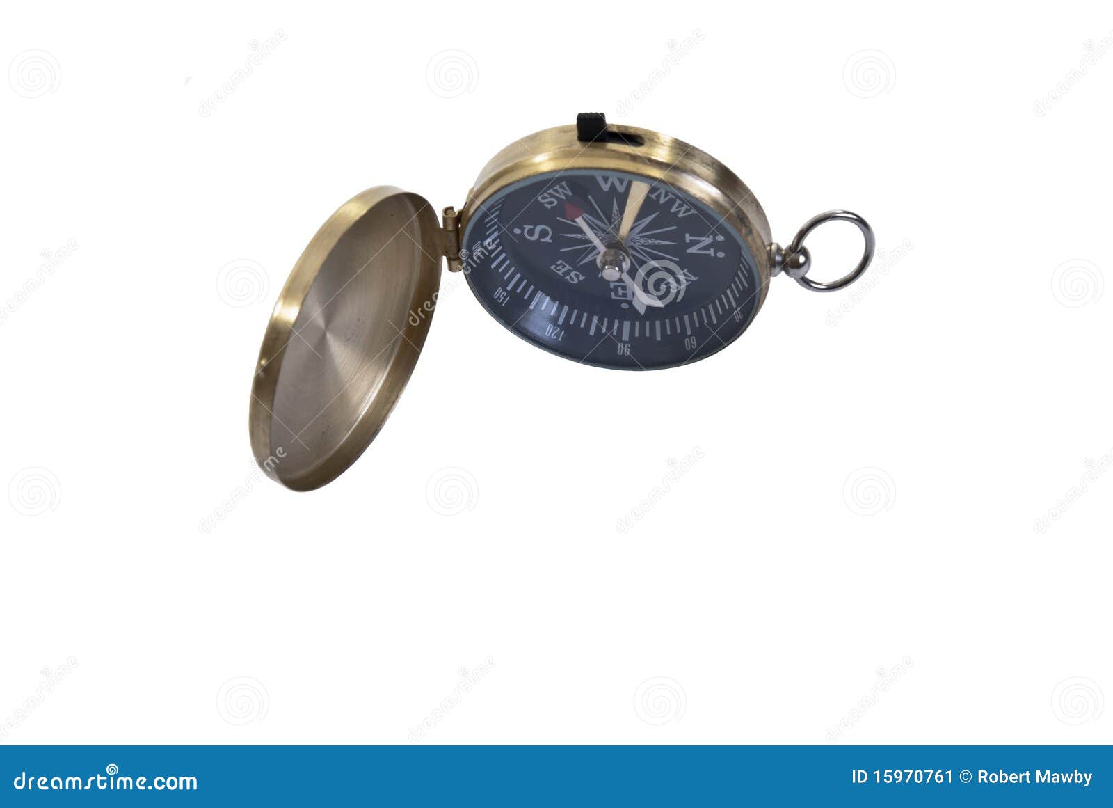 Pocket Compass on Edge stock image. Image of pocket, brass - 15970761