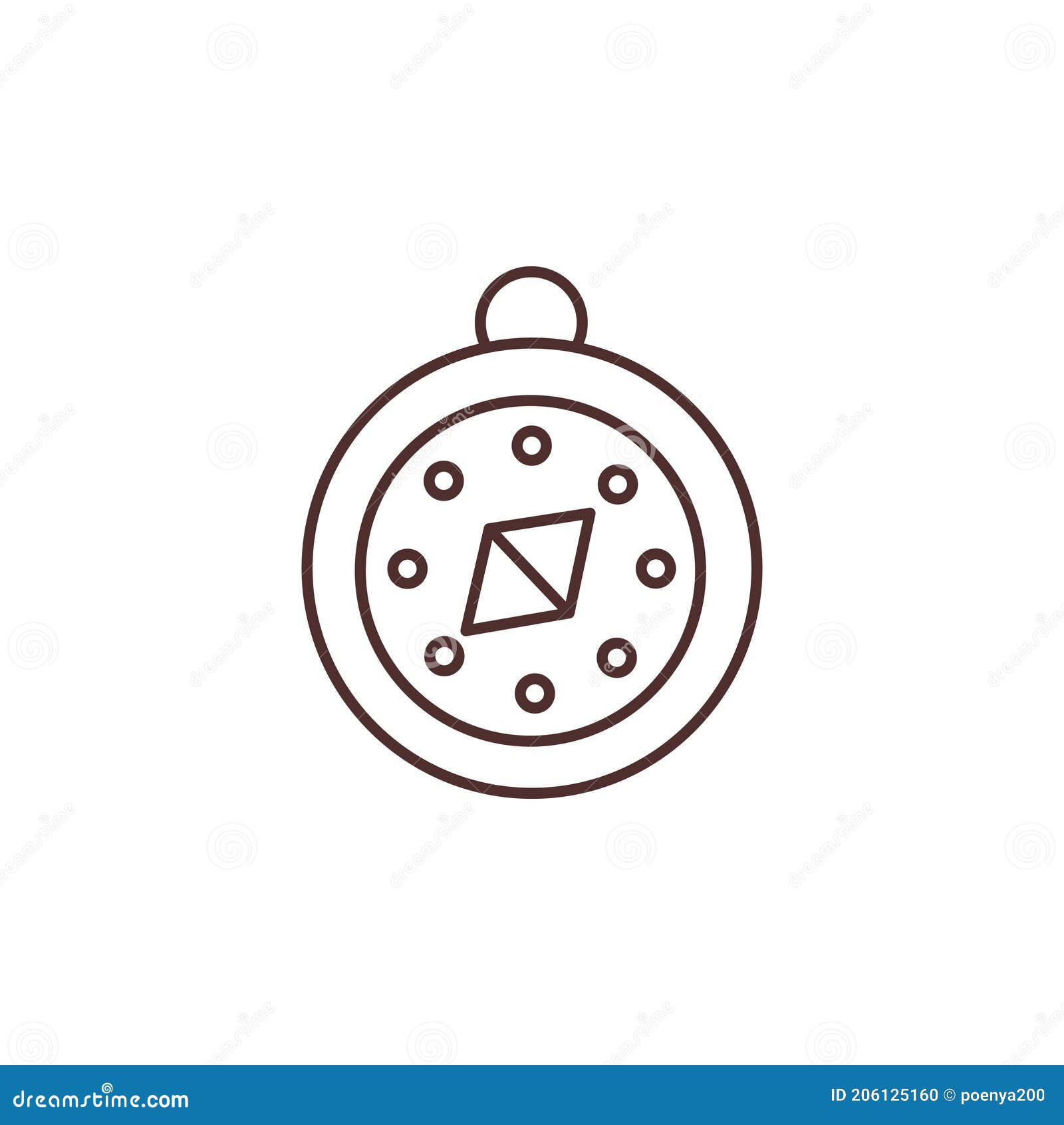 Pocket Compass Outline Line Icon Vector Illustration Stock Vector Illustration Of Backpack