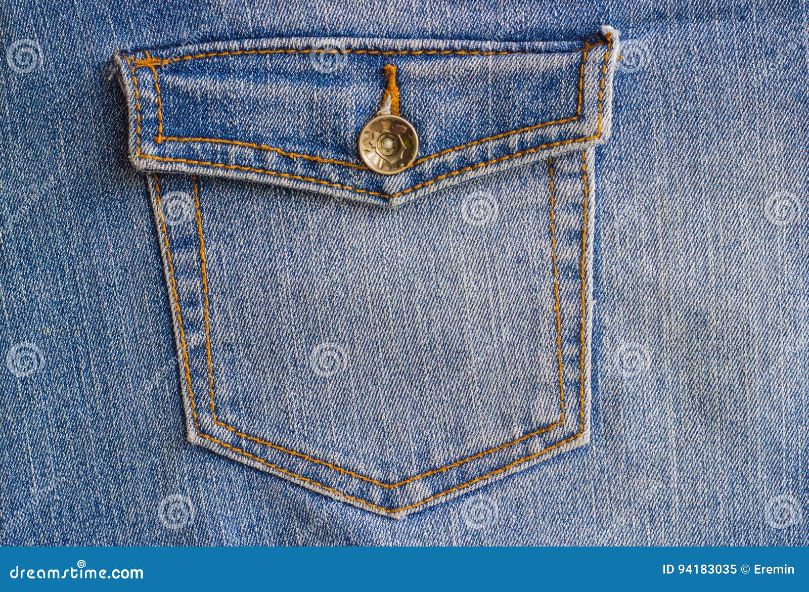 Pocket of a Denim Jacket with a Button Close-up Stock Image - Image of ...