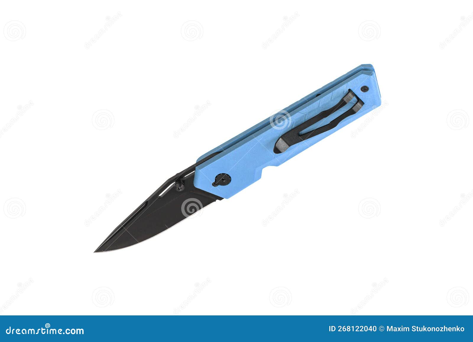 Pocket Folding Knife Isolate on White Back. Compact Metal Sharp Knife ...