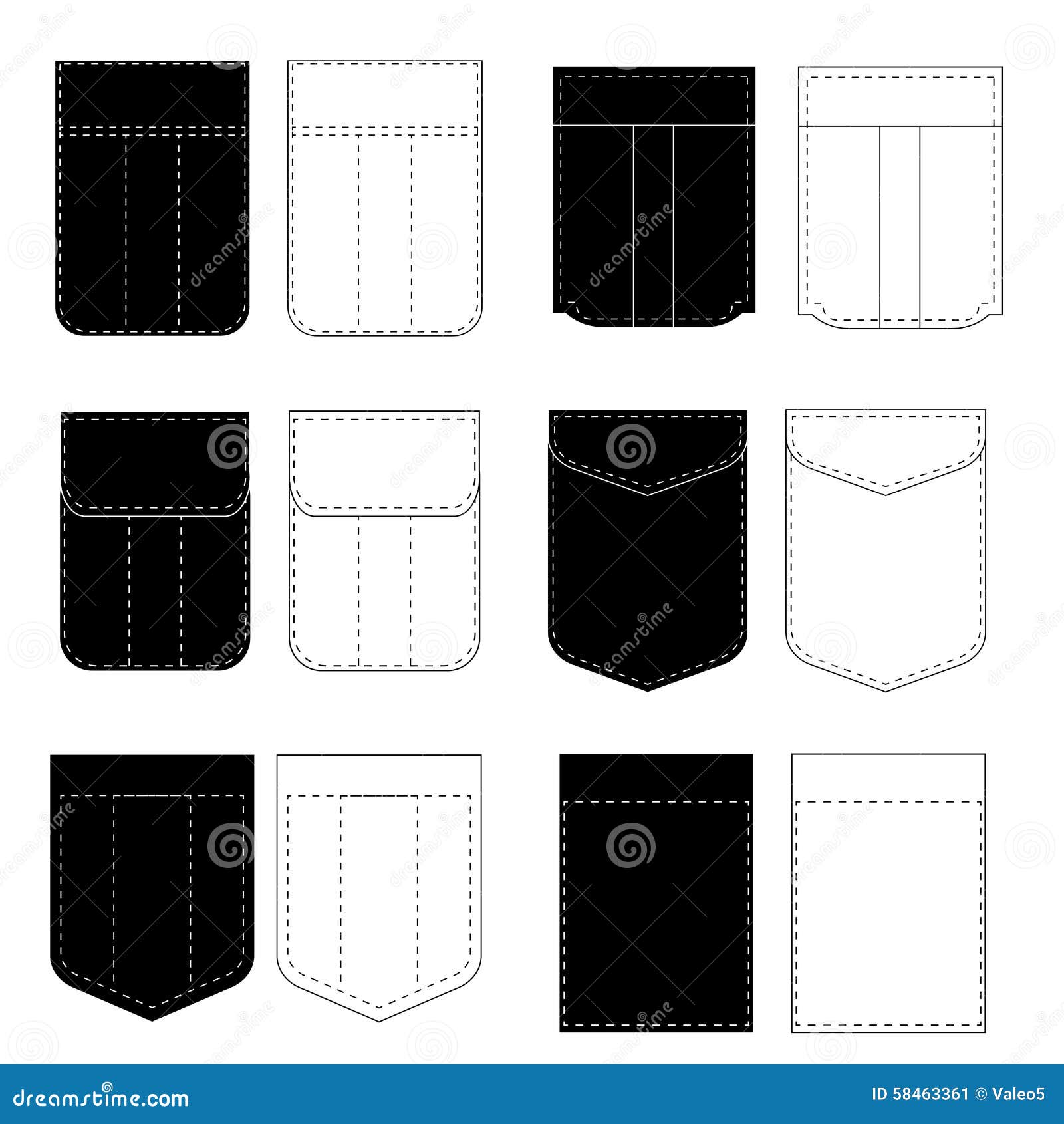 Pocket Icons stock vector. Illustration of element, graphic - 58463361