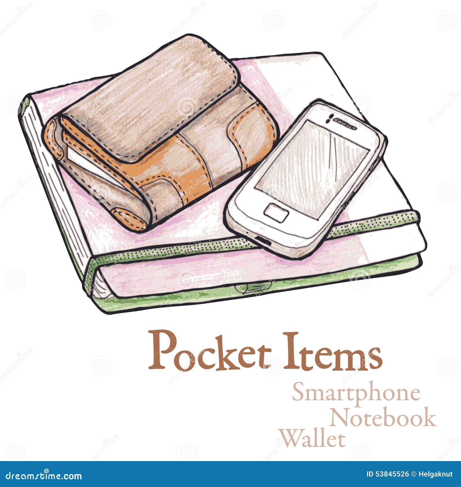 Pocket items stock vector. Illustration of vector, drawing - 53845526