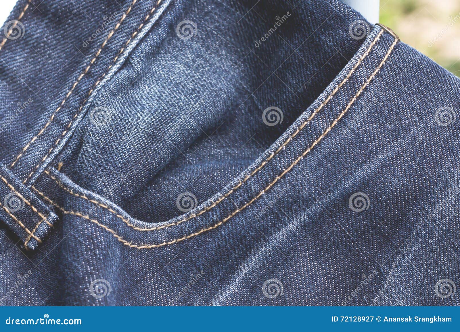 Pocket on Jeans Fashion Background Stock Image - Image of button ...