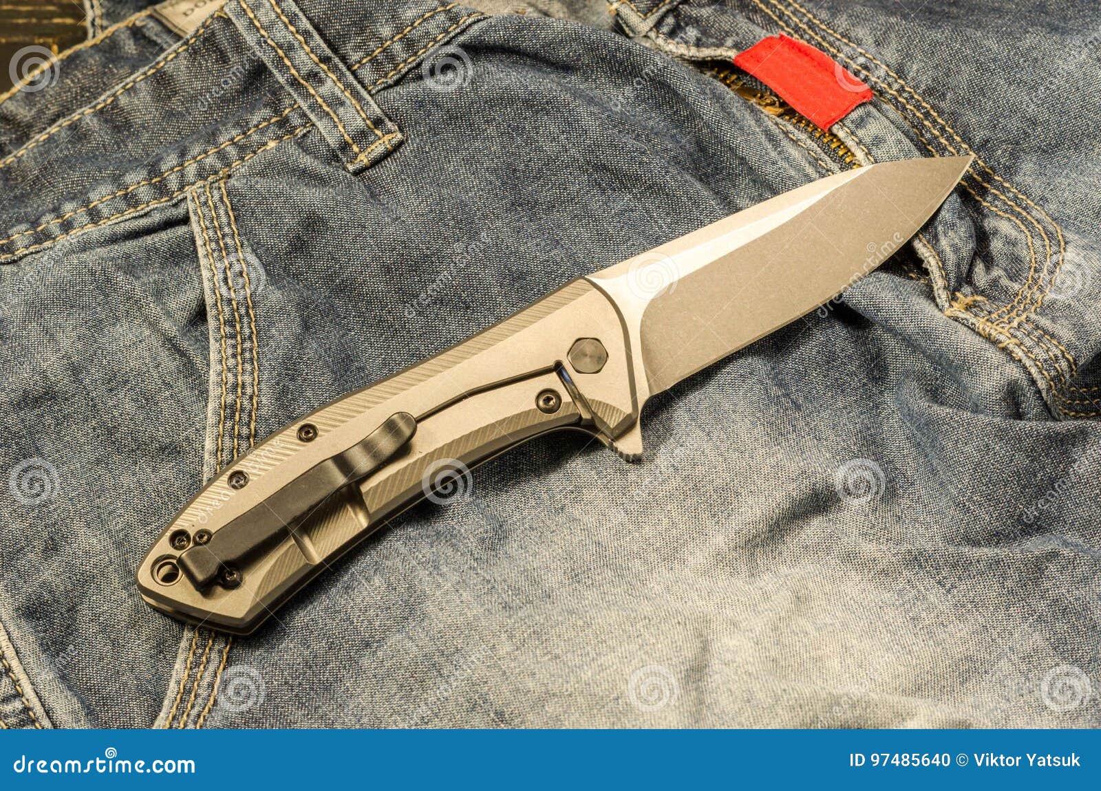 Pocket Knife. the Reverse Side of the Knife. View from Above. Warm Mood ...