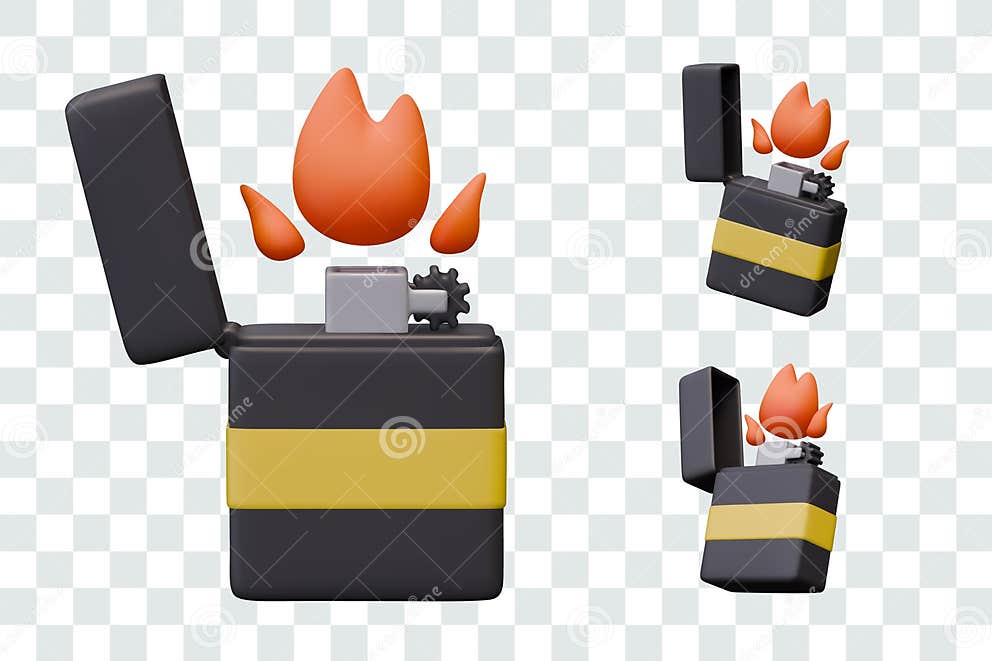 Pocket Lighter with Flame. Realistic Device for Lighting Fire Stock ...