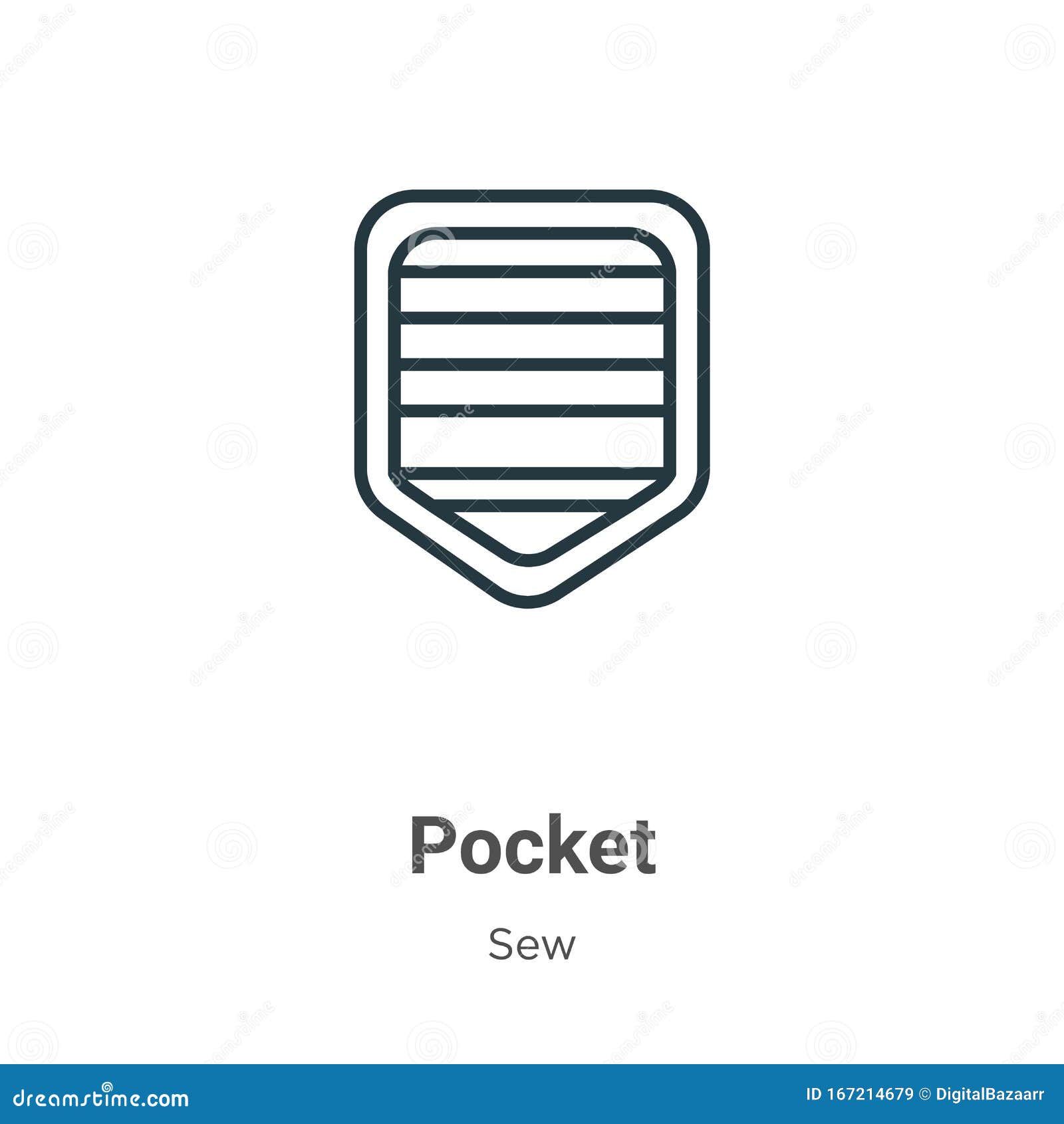 Pocket Outline Vector Icon. Thin Line Black Pocket Icon, Flat Vector ...
