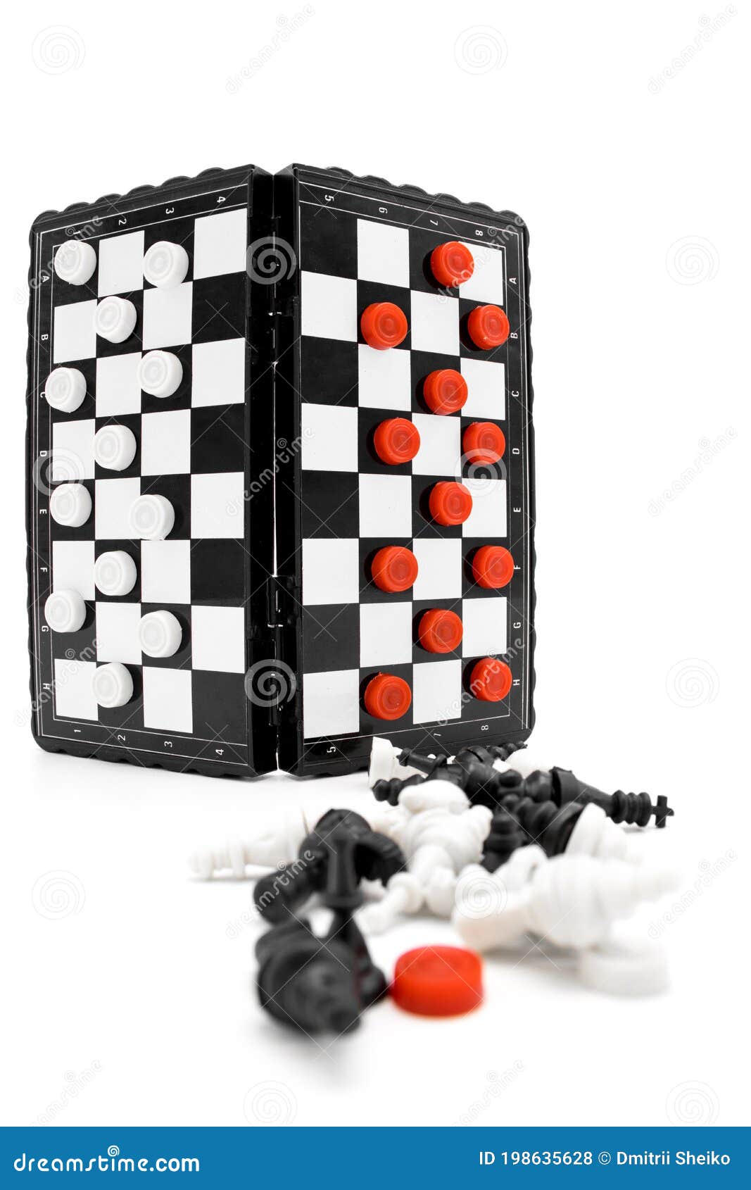 Pocket Plastic Game of Chess, Checkers Stock Photo - Image of game ...