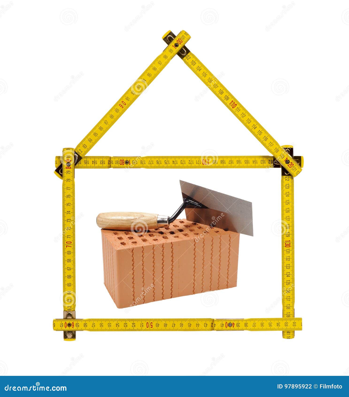 Pocket Ruler with Brick and Tool Stock Photo - Image of instrument ...