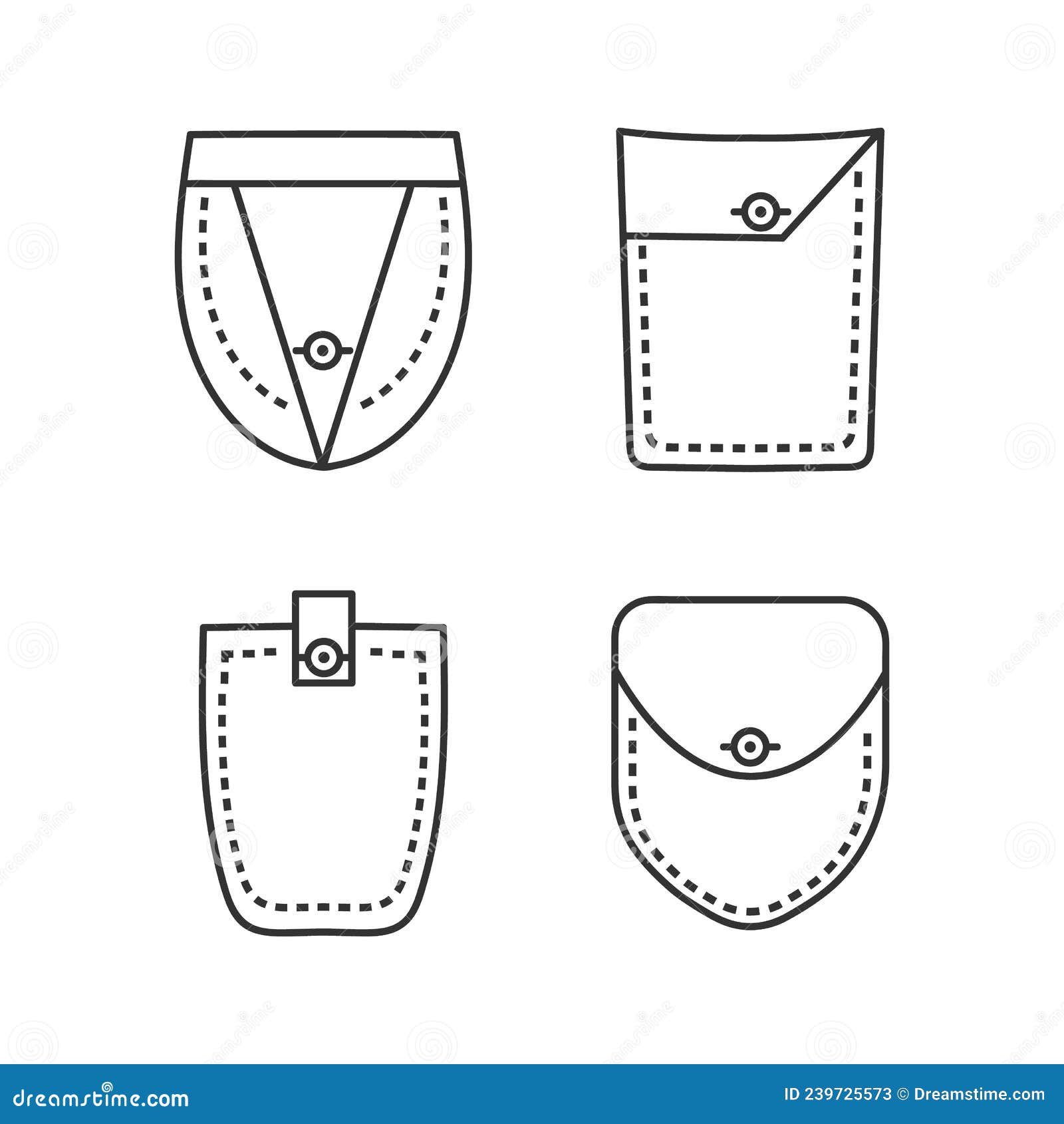 Set of Patch Pockets, Fabric for Clothes. Stock Illustration ...