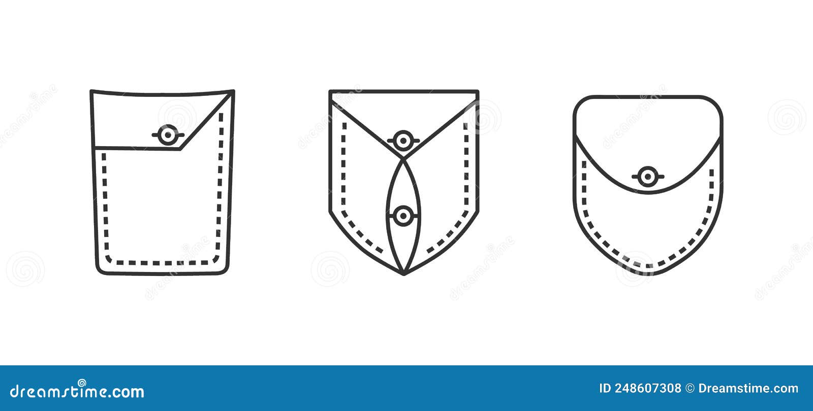 Set of Patch Pockets, Fabric for Clothes. Stock Illustration ...