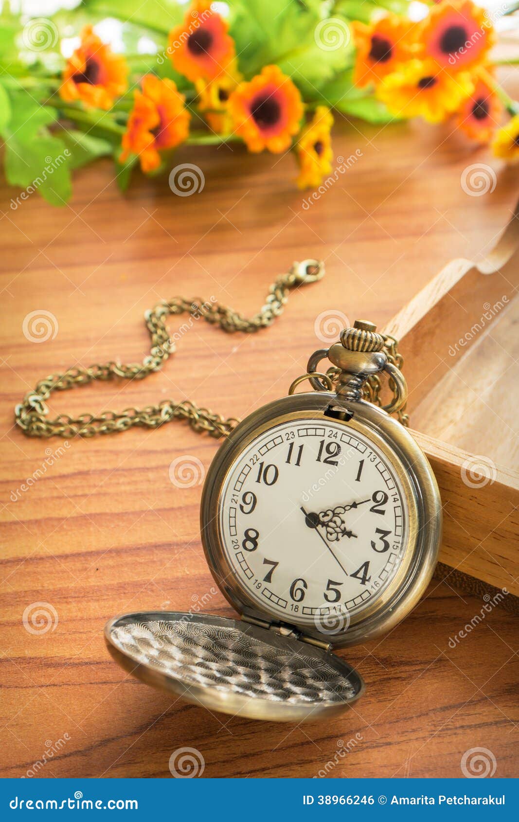 Pocket Watch and Beautiful Flowers Stock Photo - Image of greeting ...